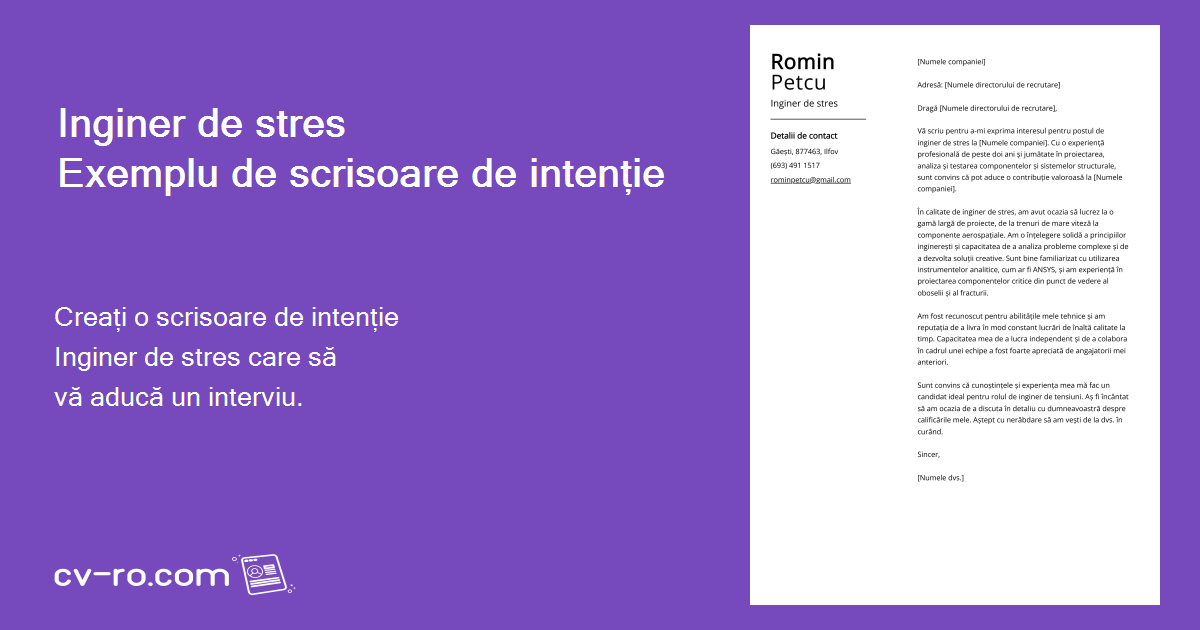 Inginer de stres Exemple de scrisori de intenție (șablon și 20+ sfaturi)