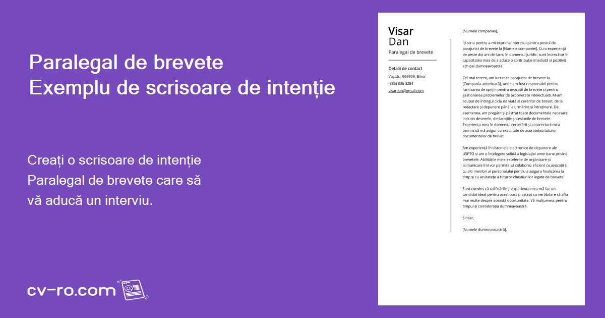 Paralegal de brevete Exemple de scrisori de intenție (șablon și 20 ...