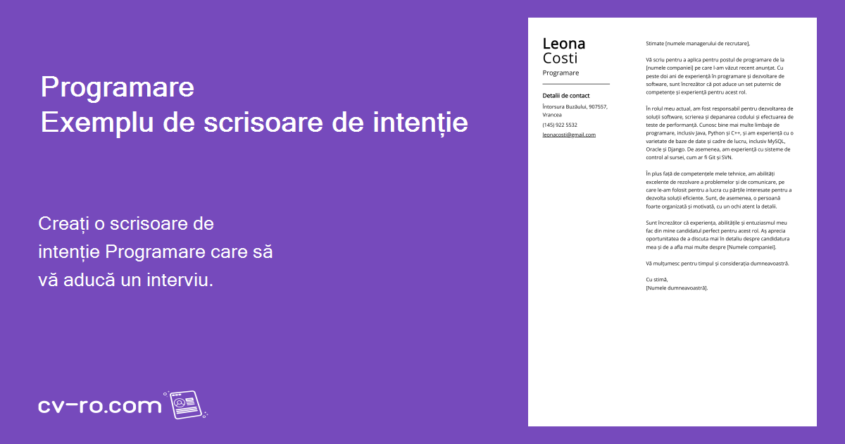 Programare Exemple de scrisori de intenție (șablon și 20+ sfaturi)