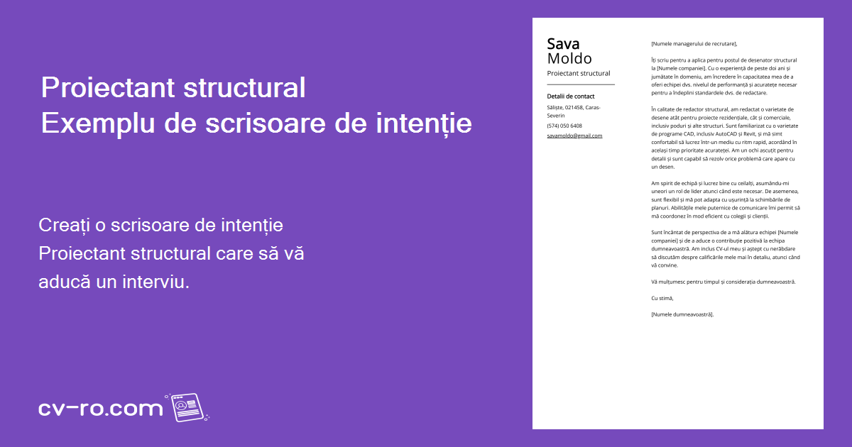 Proiectant structural Exemple de scrisori de intenție (șablon și 20 ...