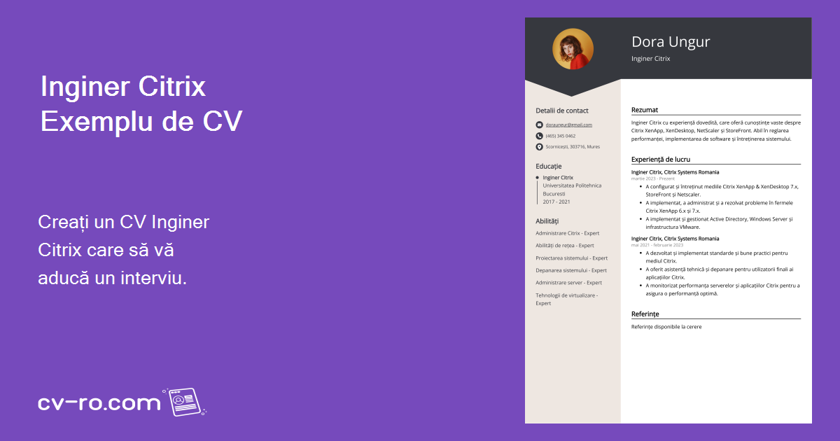 Citrix Engineer Resume Example (Ghid gratuit)